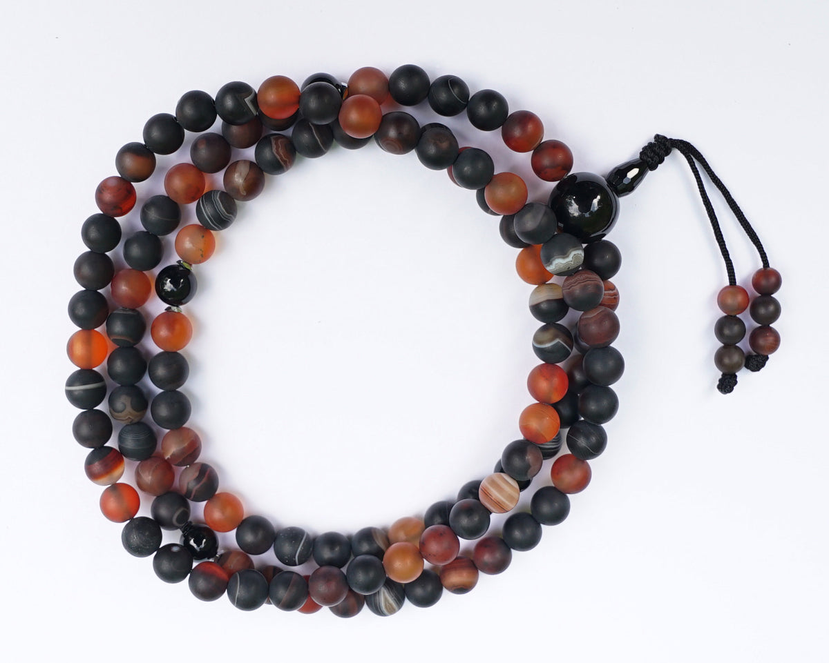 Matte Black & Red Sardonyx Agate Mala – The Monastery Store