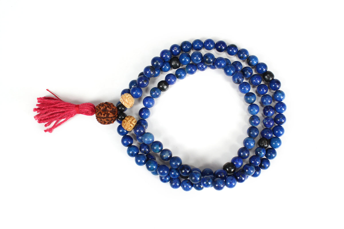 Lapis Lazuli and Rudraksha Full Mala – The Monastery Store